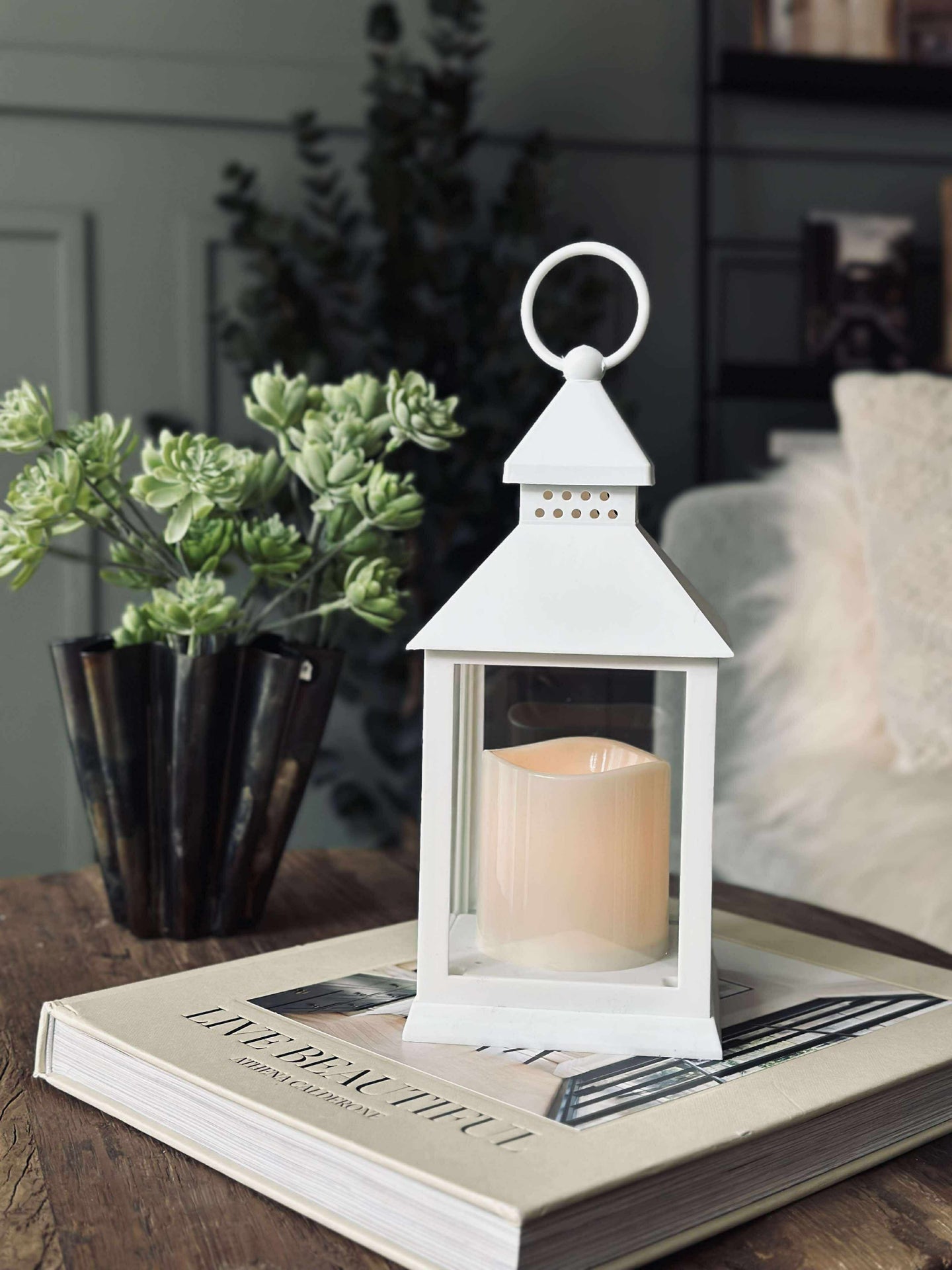 Lykta med timer - White – LED-lykta i plast – VIAMAJA.SE