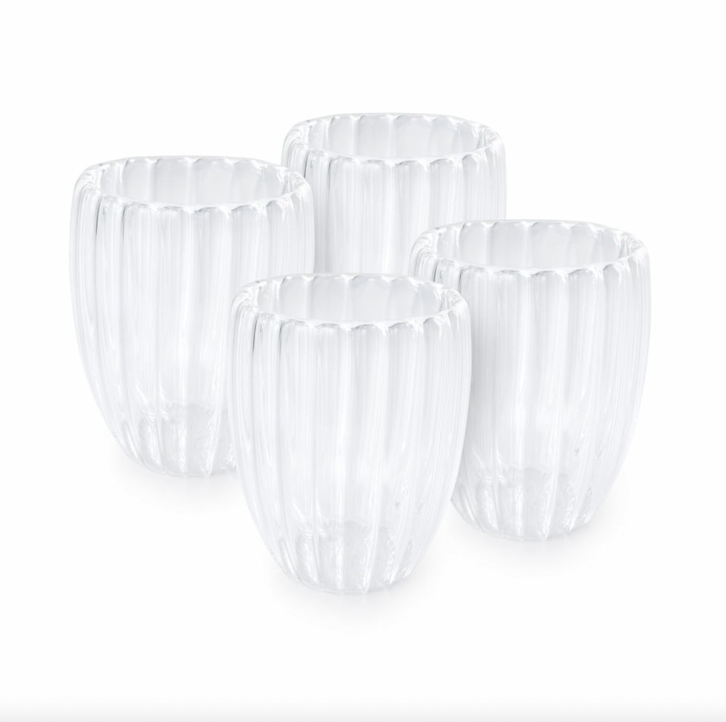 Termoglas med räfflor - 4 st | Dubbelväggigt | 350 ml – VIAMAJA.SE